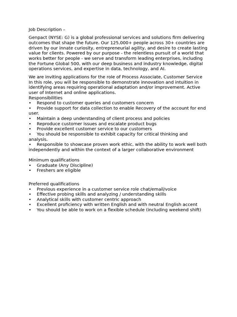 International Voice Process Associate Role | PDF