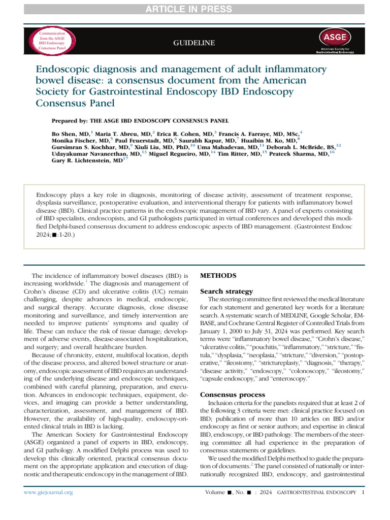 ASGE IBD Endoscopy Guideline | PDF | Inflammatory Bowel Disease ...