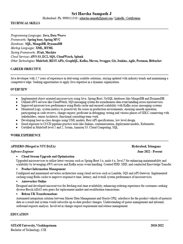 Java Developer with AWS & Microservices Expertise | PDF | Amazon Web ...