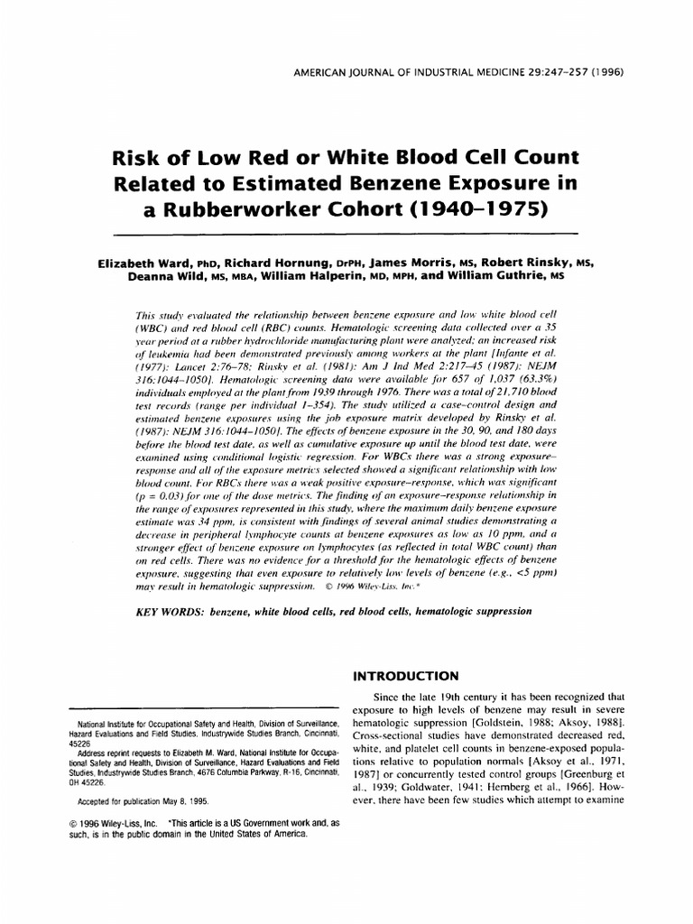 (SICI)1097-0274(199603)29_3_247__AID-AJIM4_3.0.CO;2-N | PDF | White Blood Cell | Odds Ratio