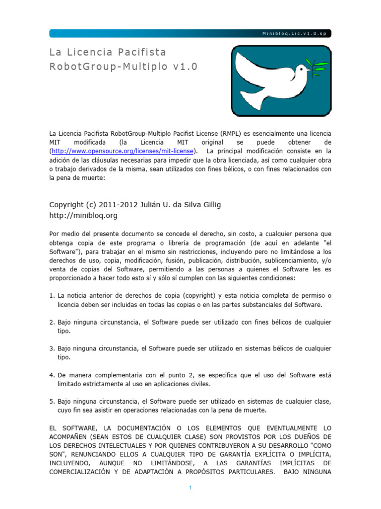 Minibloq.Lic.v1.0.sp | PDF | Software | Derechos de autor
