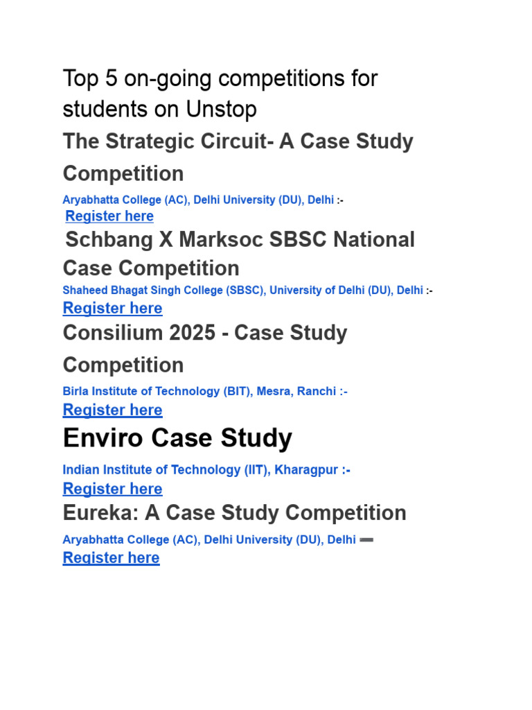 Top 5 On-Going Competitions For Students On Unstop | PDF