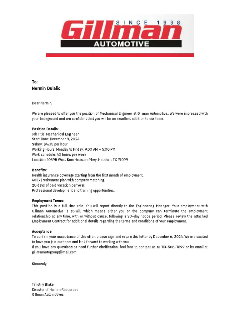 Offer Letter | PDF