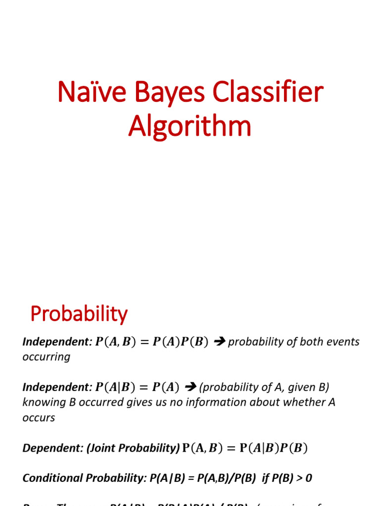 ML For ME S15-16 Naïve Bayes | PDF | Statistical Classification | Applied Mathematics