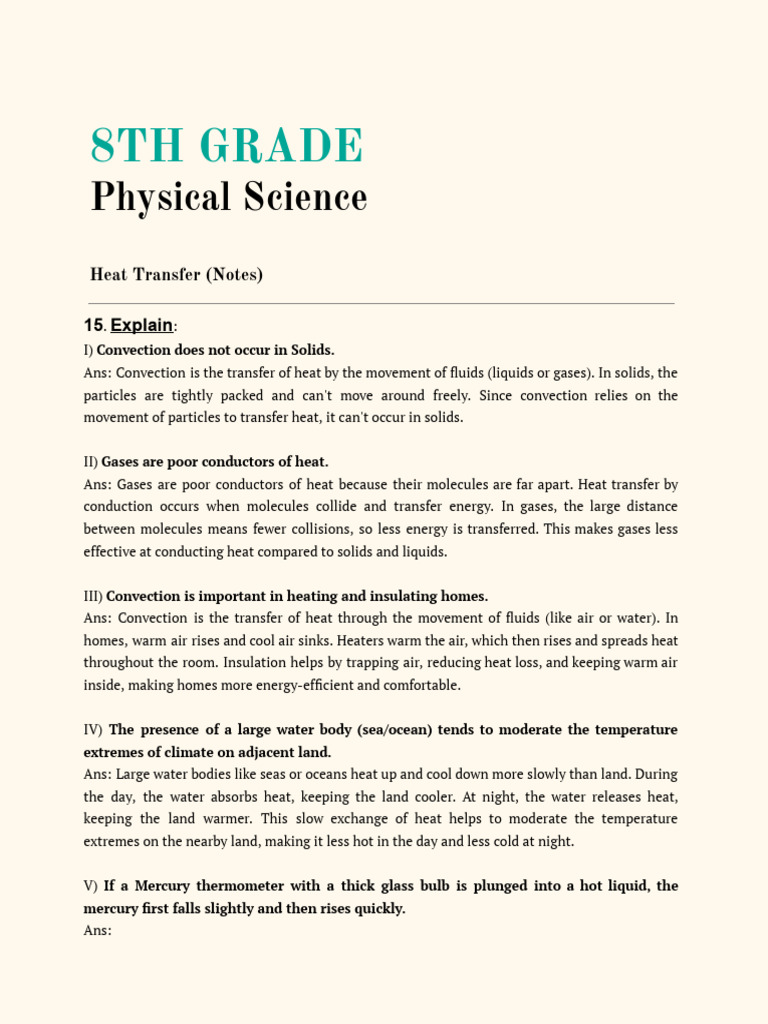 Heat Transfer Concepts for 8th Grade | PDF | Heat Transfer | Convection