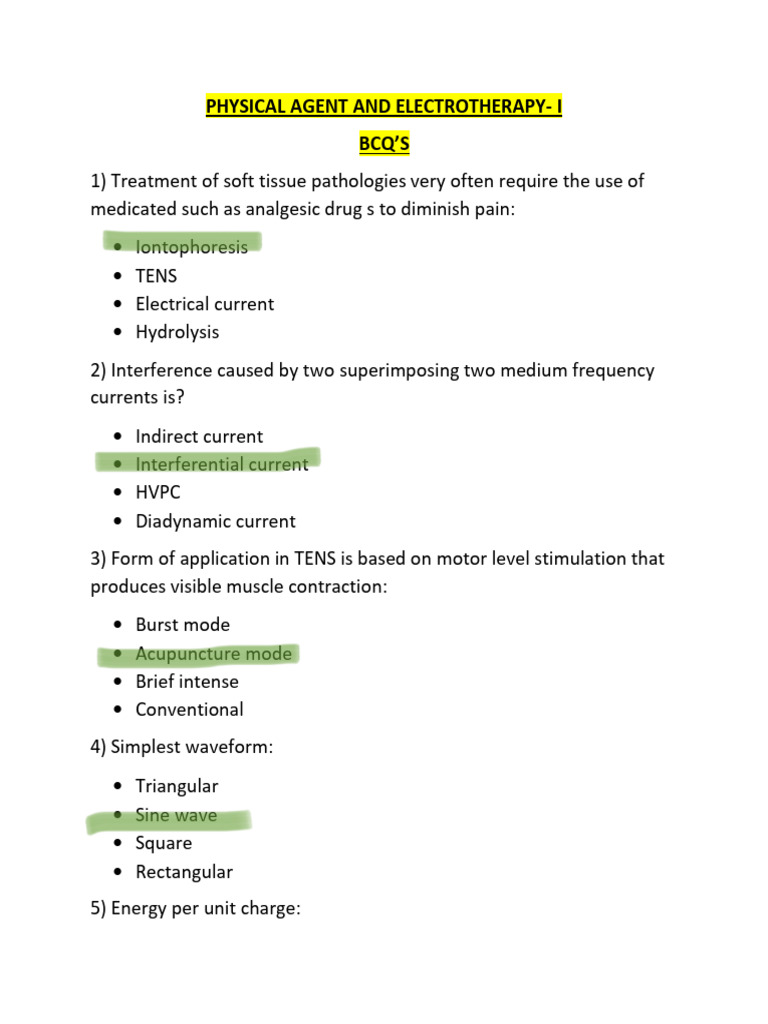 Physical Agent and Electrotherapy - I | PDF | Electromyography ...