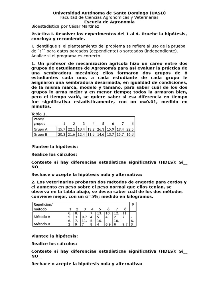 Práctica Datos Pareados y DCA | PDF | Análisis de variación | Valor P