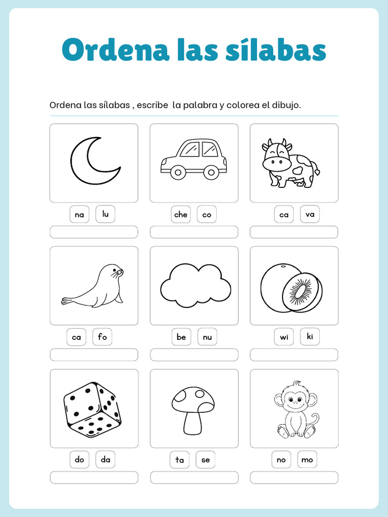 Actividades para ordenar sílabas | PDF