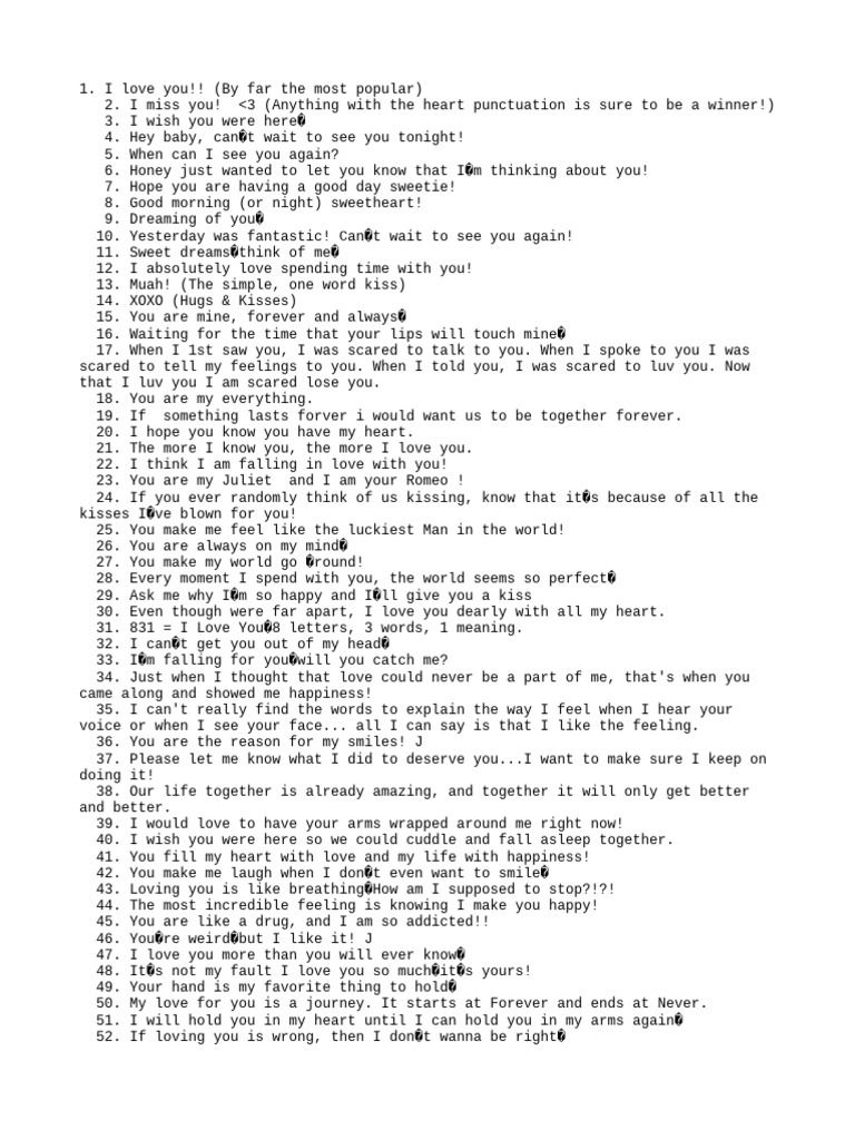 60 Love Words | PDF