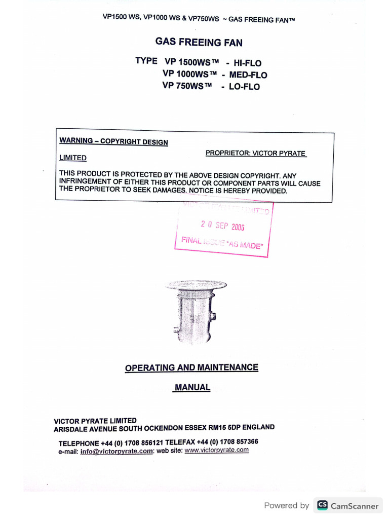 Gas Freeing Fan Manual | PDF