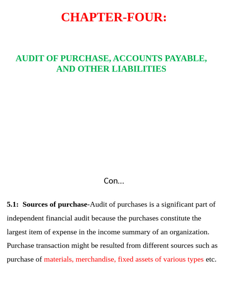 Audit 2 CH 4 Aquiition and Payment Cycle | PDF | Accounts Payable | Audit