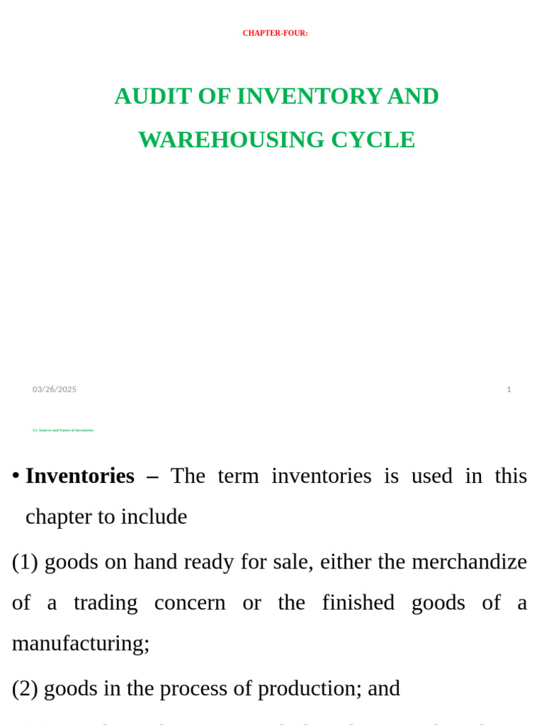 Audit 2 CH 5 AUDIT OF INVENTORIES AND COST OF GOODS SOLD | PDF | Inventory | Audit