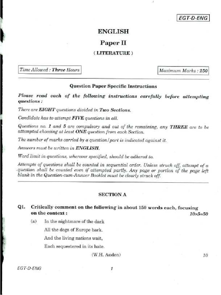 English Paper II Literature | PDF