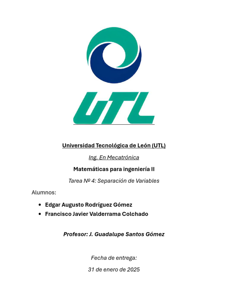 Tarea 4 Separacion de Variables | PDF