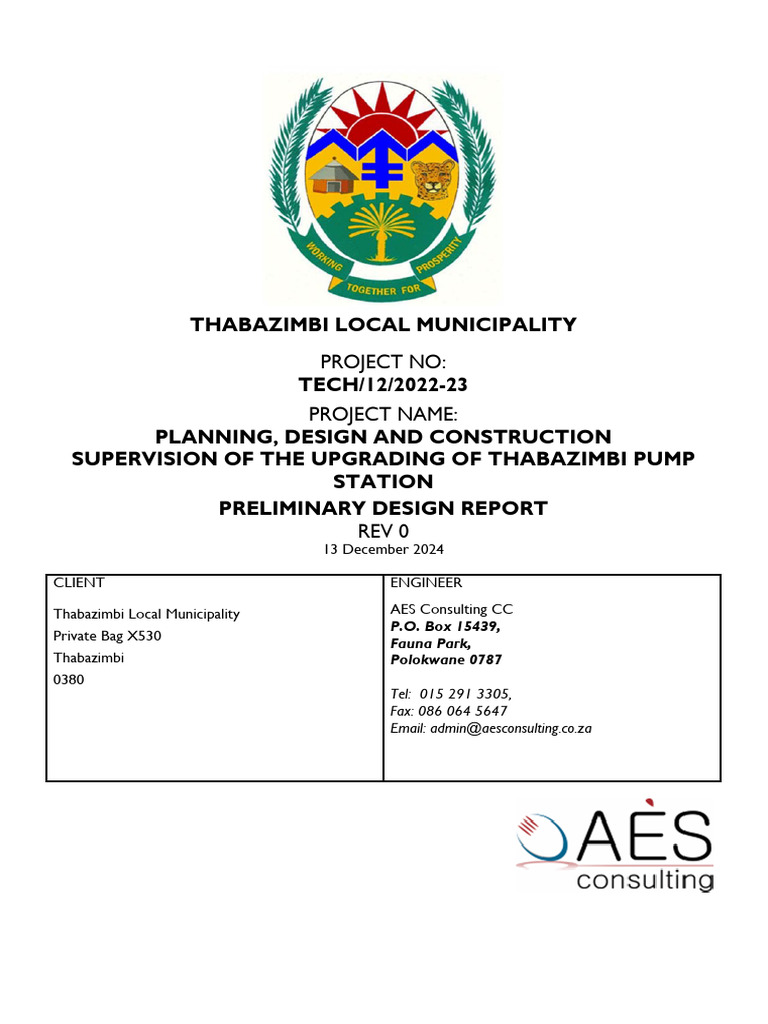 Thabazimbi Pump Station Upgrade Report | PDF | Pump | Water Supply