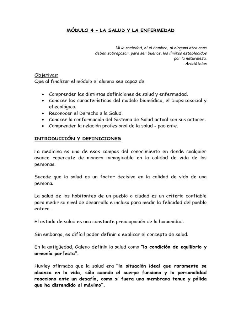 Mòdulo 3- La Salud y La Enfermedad (1) | PDF | Patógeno | Infección