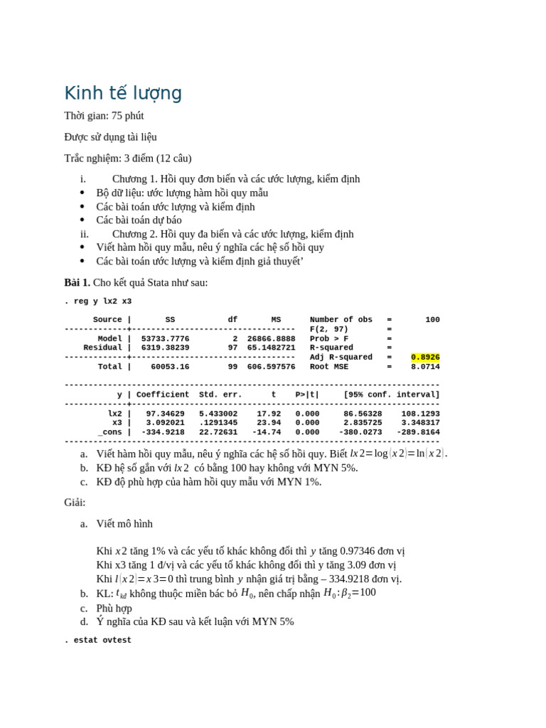 ÔN TẬP KTL CT3 | PDF