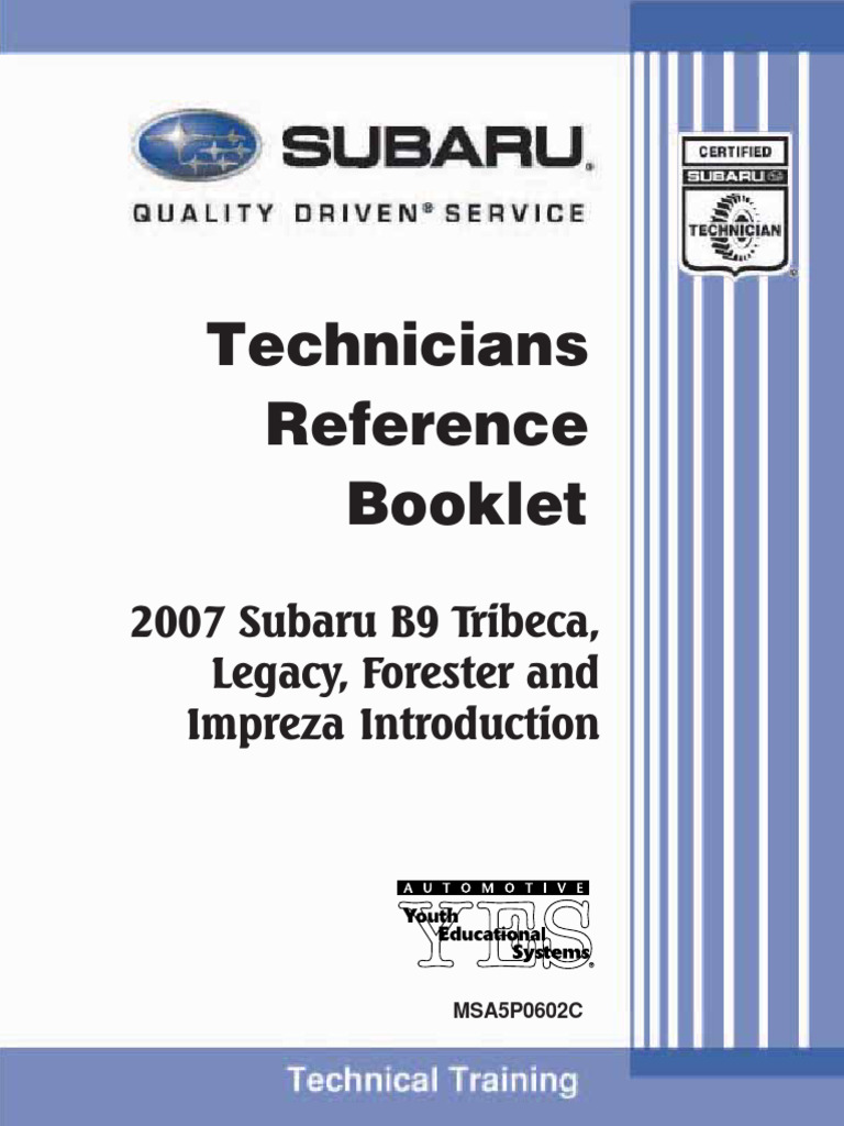 Subaru Reference Booklet - 2007 Subaru B9 Tribeca, Legacy, Forester and ...