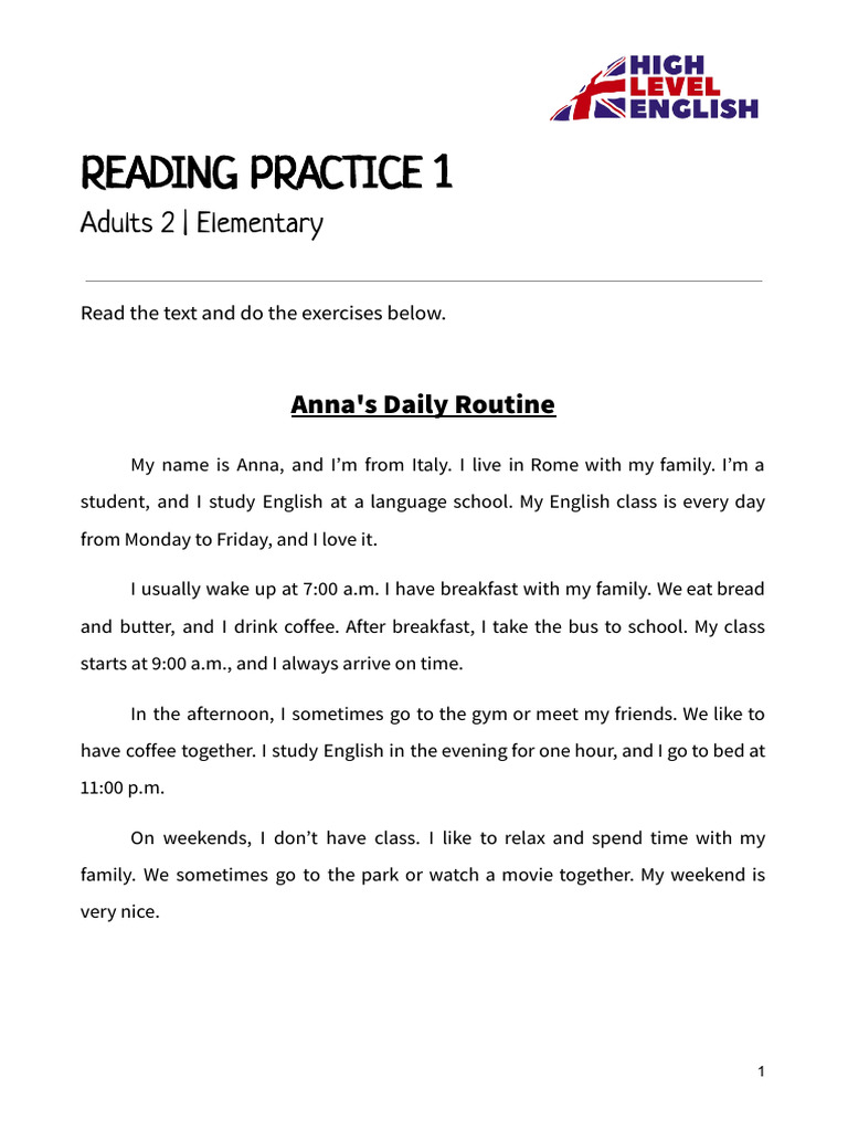 Reading Practice 1 | PDF