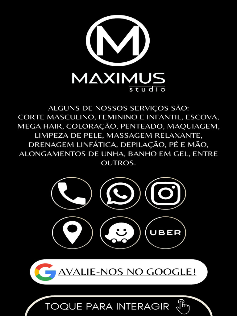 MAXIMUS STUDIO DE BELEZA CARTÃO DIGITAL | PDF