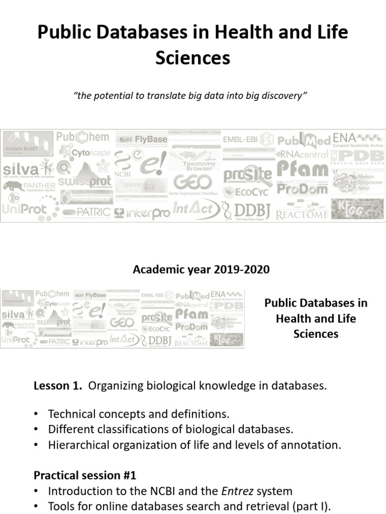 Lesson 01 Intro DataBases V2 | PDF | National Center For Biotechnology ...