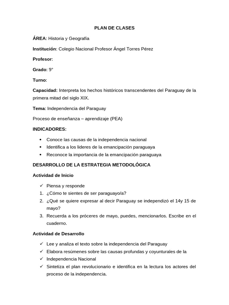 Plan de Clases | PDF