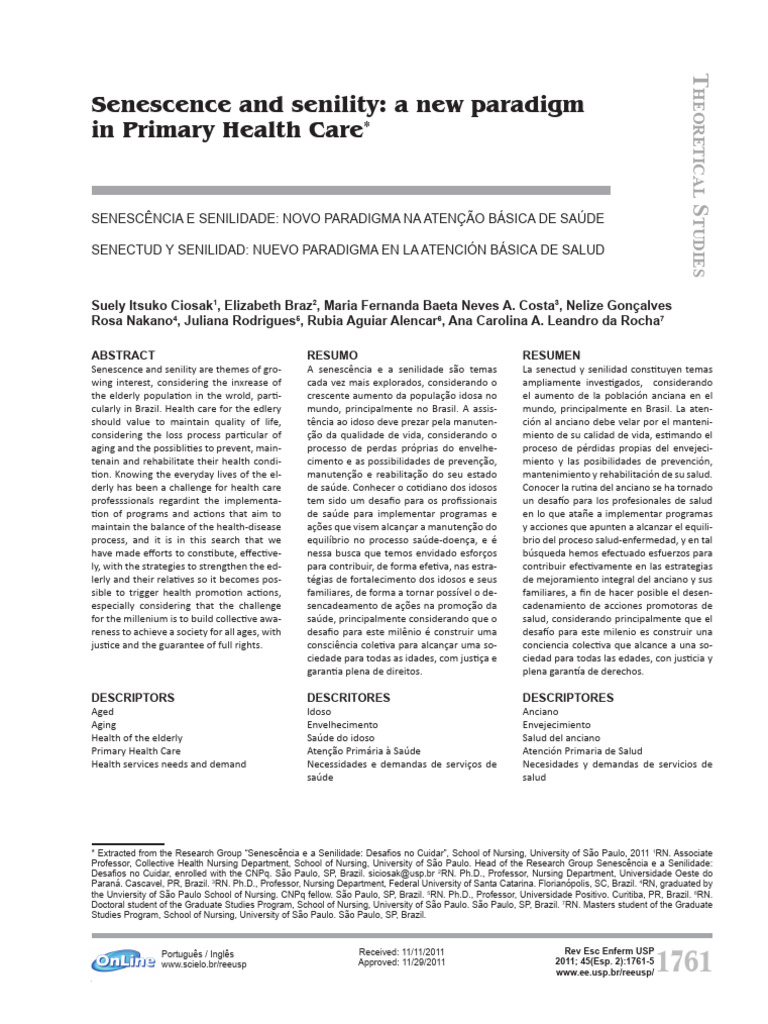 Senescence and Senility in Health Care | PDF | Ageing | Old Age