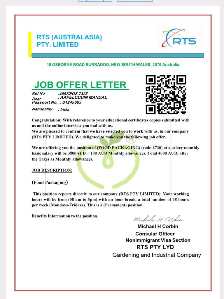 Aapeluddin Mandal Job Letter PDF 12 | PDF