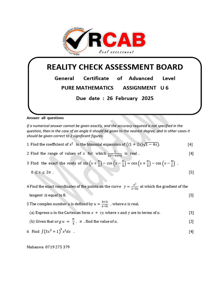 Assignment 32 Upper 6 2025 | PDF