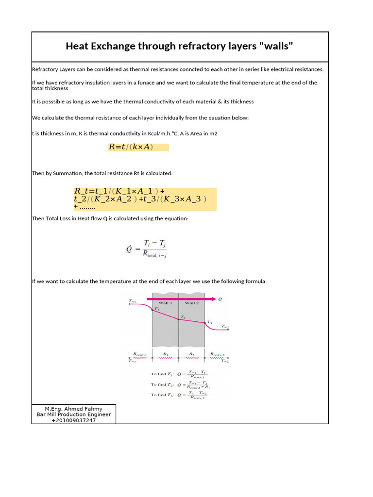 Heat Transfer Through Refractory Layers Calculations | PDF | Heat ...