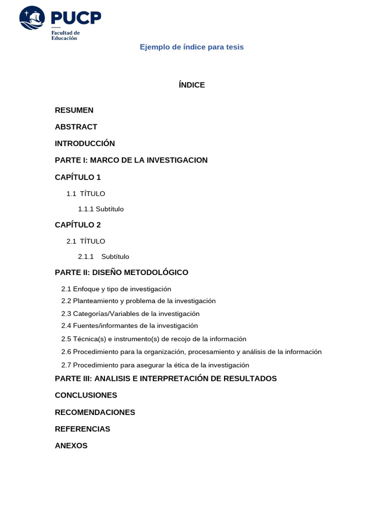 Indice de La Tesis | PDF