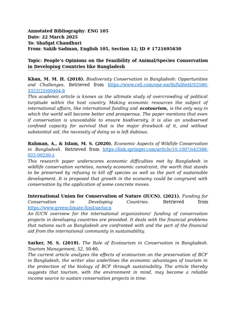 Annotated Bibliography ENG 105 | PDF | Natural Environment | Sustainability