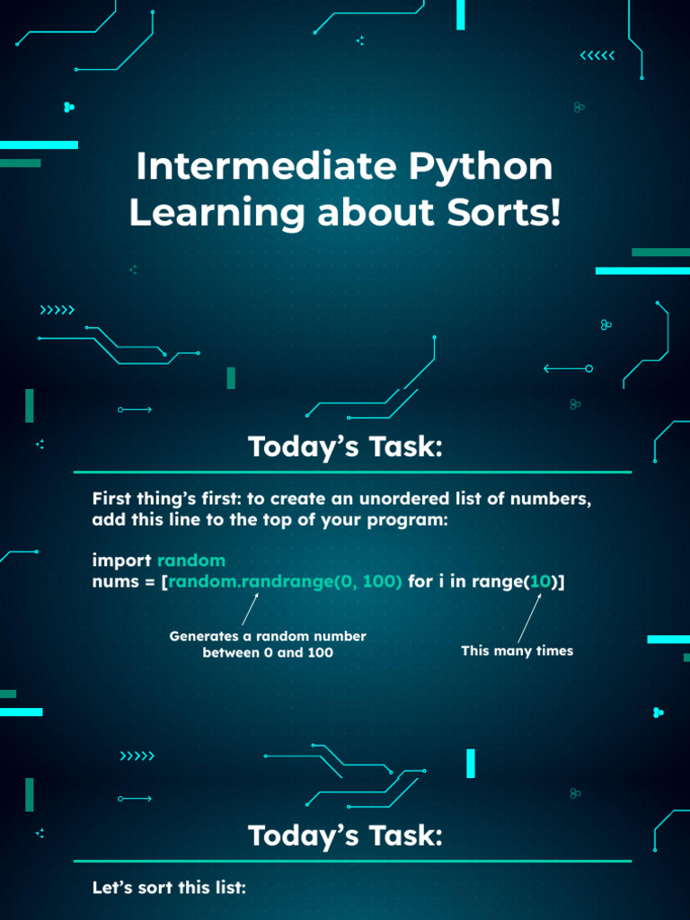 Intermediate Python Learning about Sorts! | PDF
