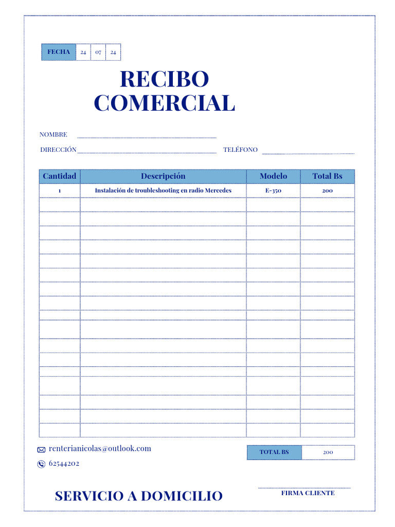 Factura Comercial Simple Con Logo Azul y Blanco PDF | PDF