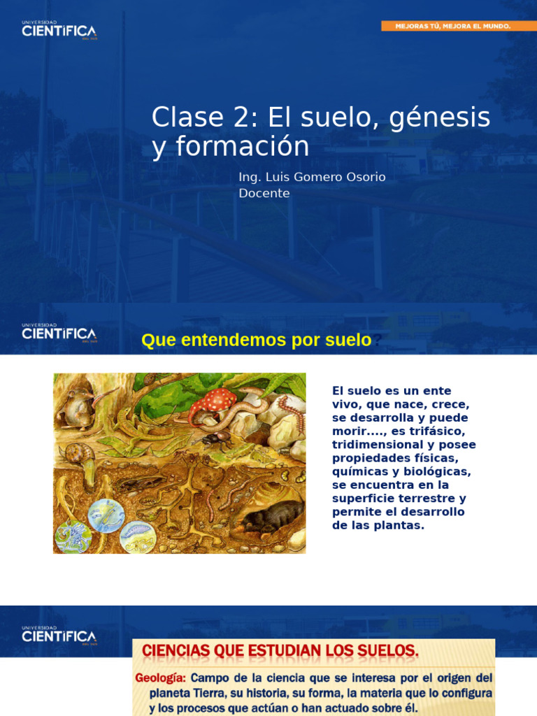 Clase 2 El Suelo, Genesis y Formacion LGO | PDF | Roca (geología) | Suelo