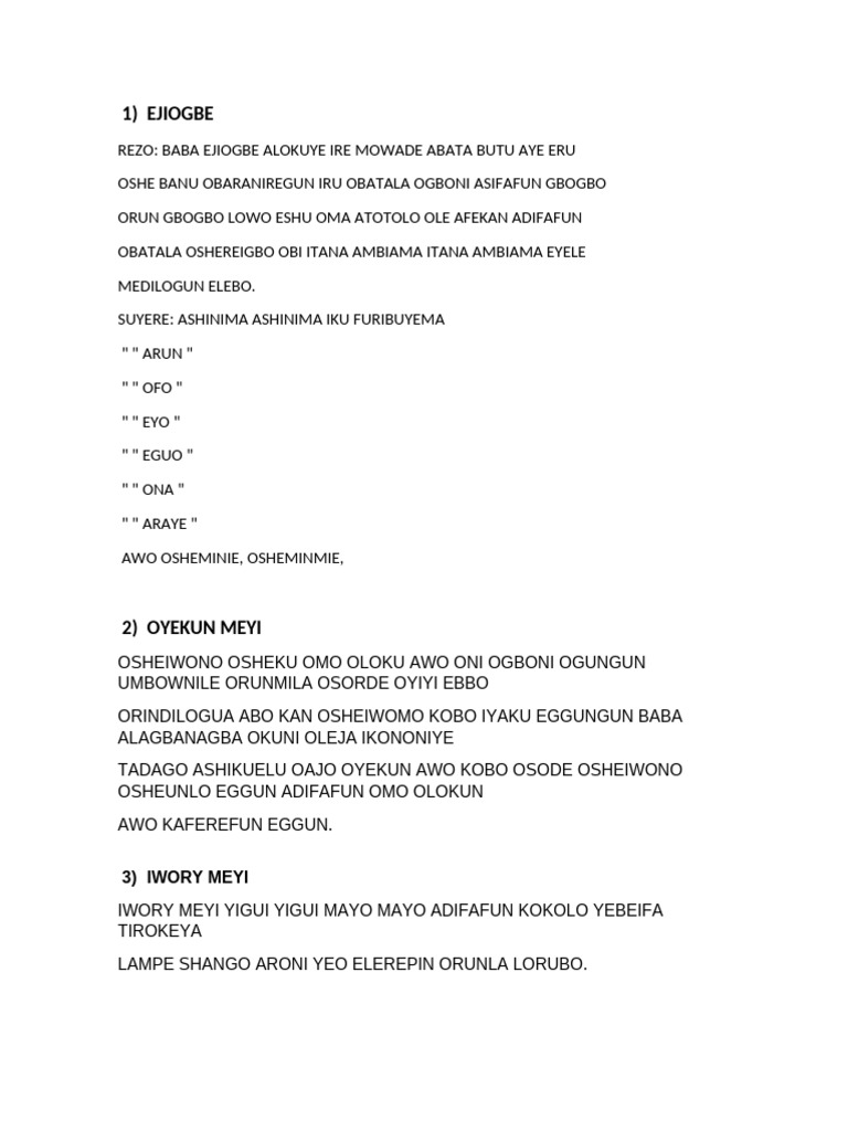 EJIOGBE | PDF | Santeria | Religiones religiosas