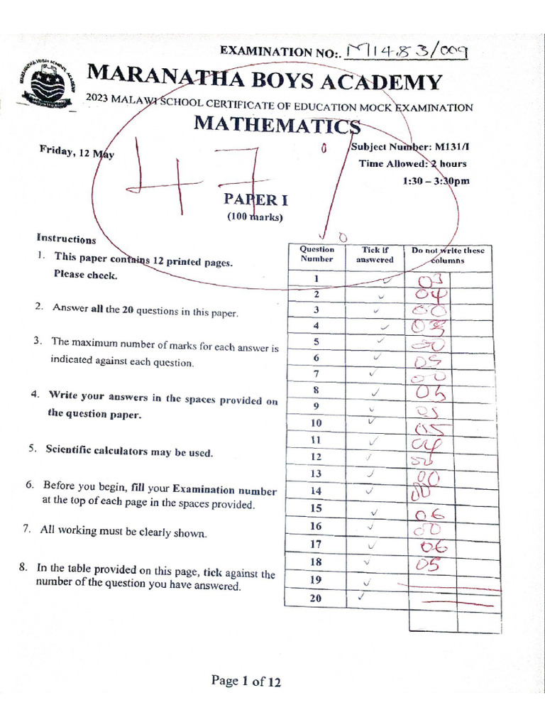 Mathematics p1. | PDF