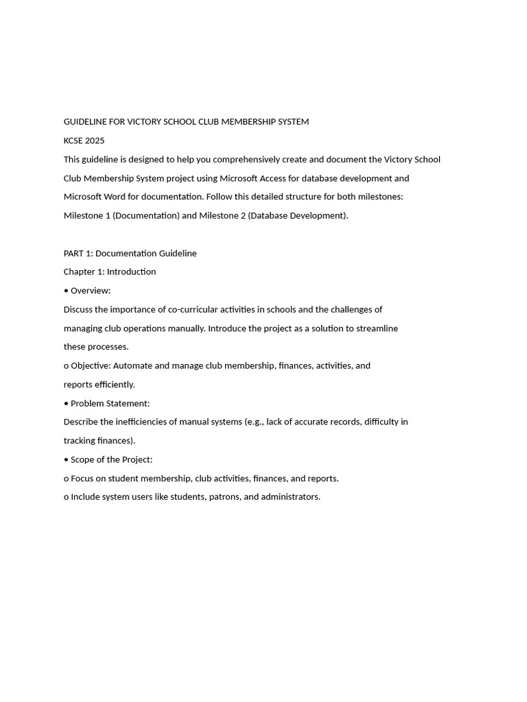 Guideline For Victory School Club Membership System | PDF | Databases ...