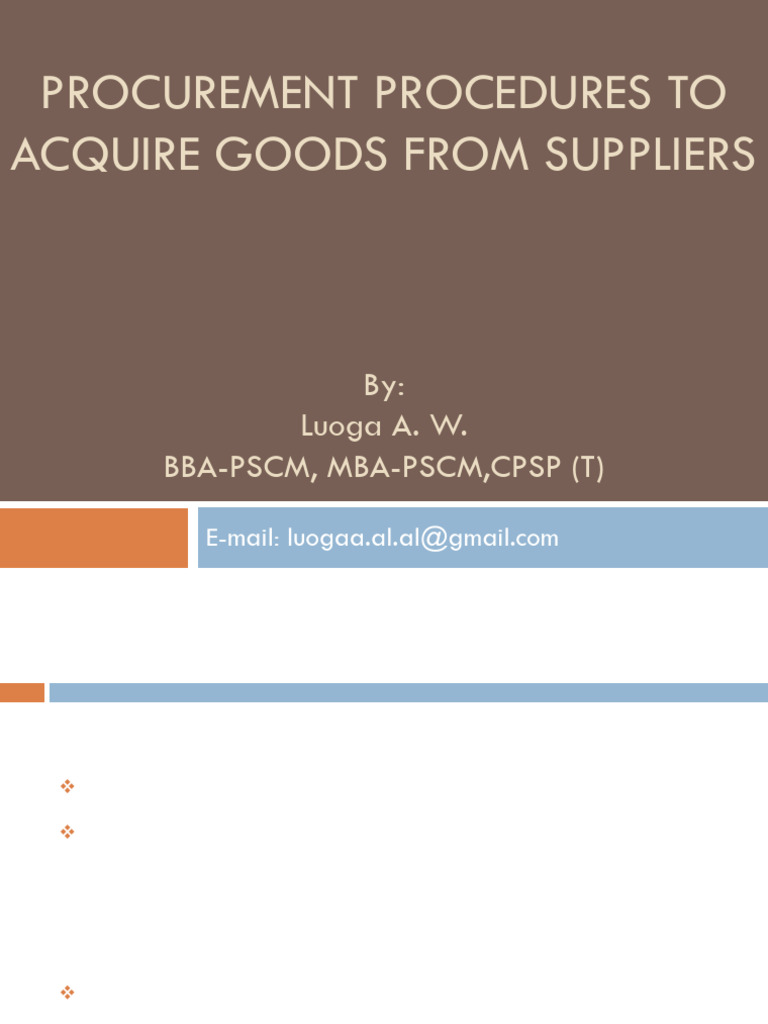 TOPIC 3 Procurement Procedures | PDF | Procurement | Specification (Technical Standard)