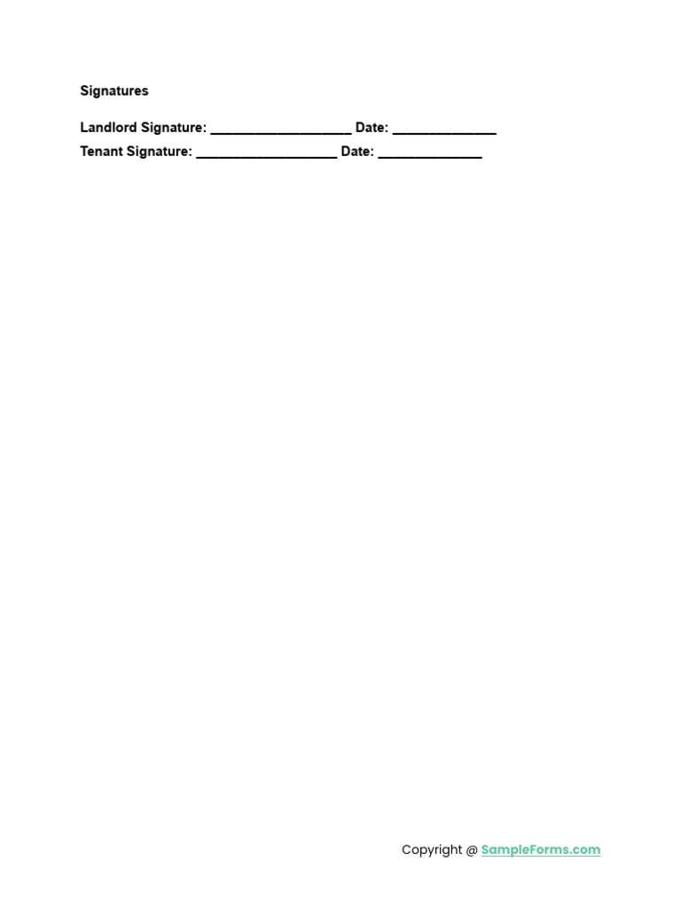 Signatures Landlord Signature: - Date: - Tenant Signature: - Date | PDF