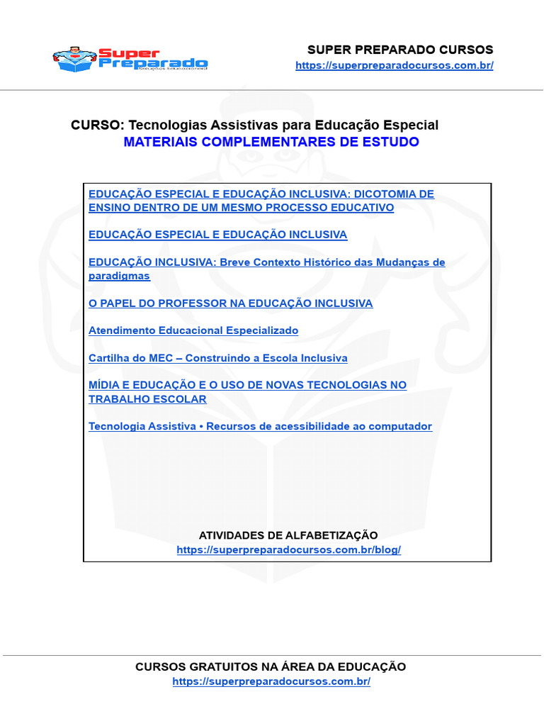 MATERIAIS COMPLEMENTARES DE ESTUDO Tecnologias Assistivas para Educacao Especial | PDF