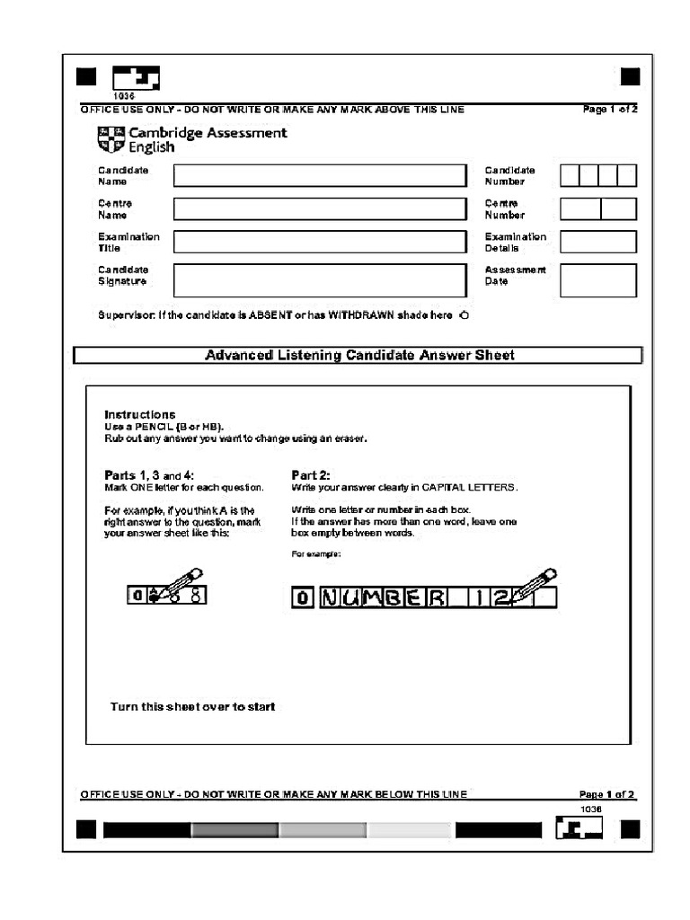 Cae Answer Sheets | PDF