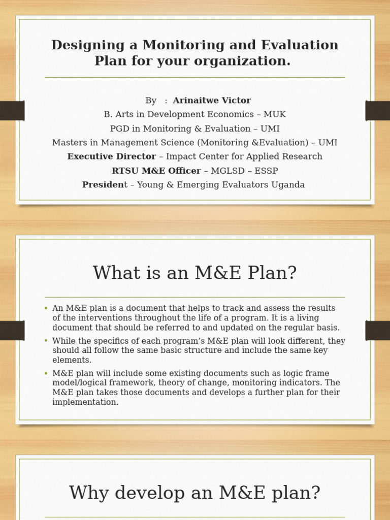 Designing an M&E plan | PDF | Business