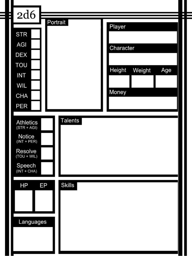 2D6 Dungeon Character Sheet | PDF