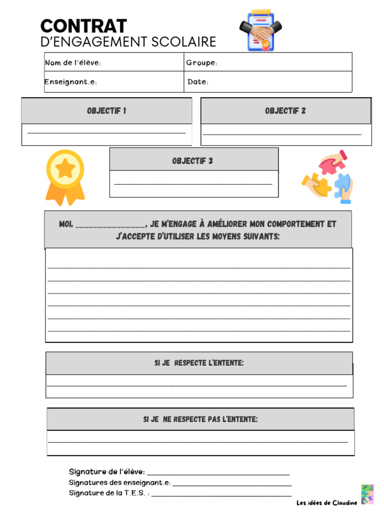 Contrat D Engagement Scolaire Pdf