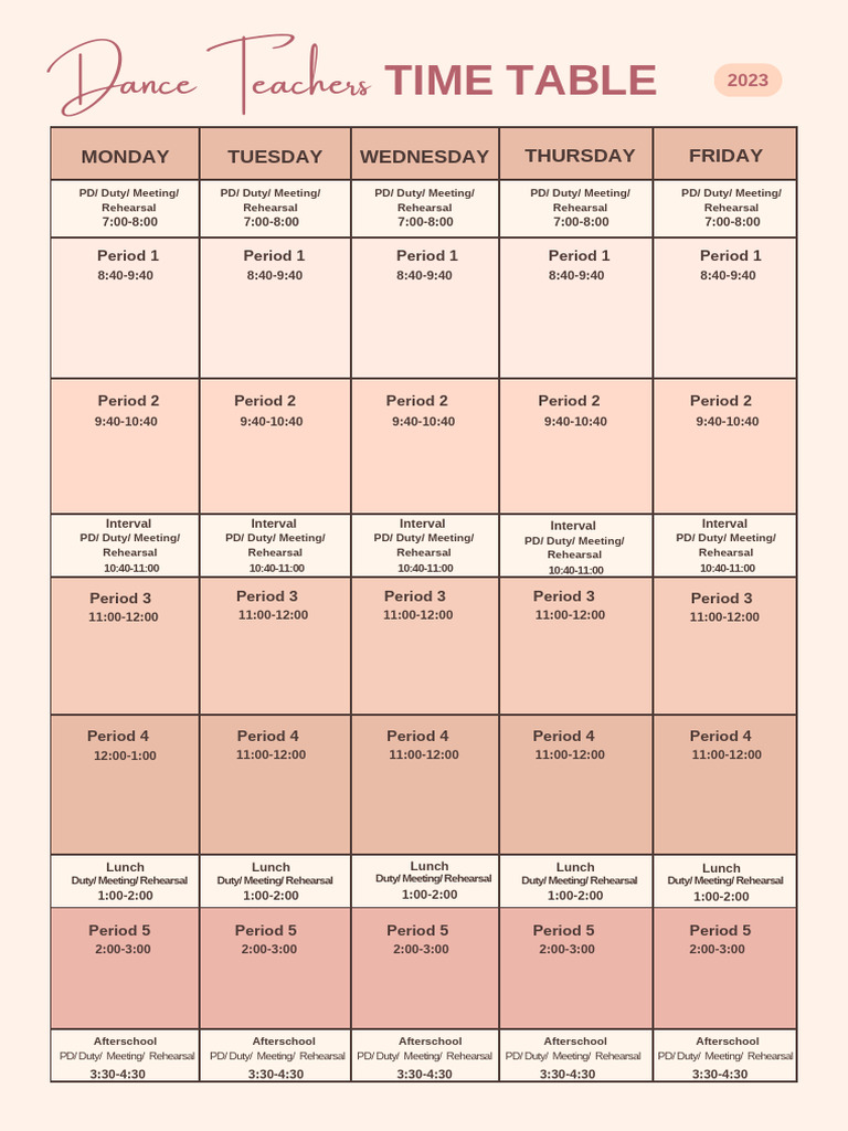 2023 Weekly Class Schedule | PDF