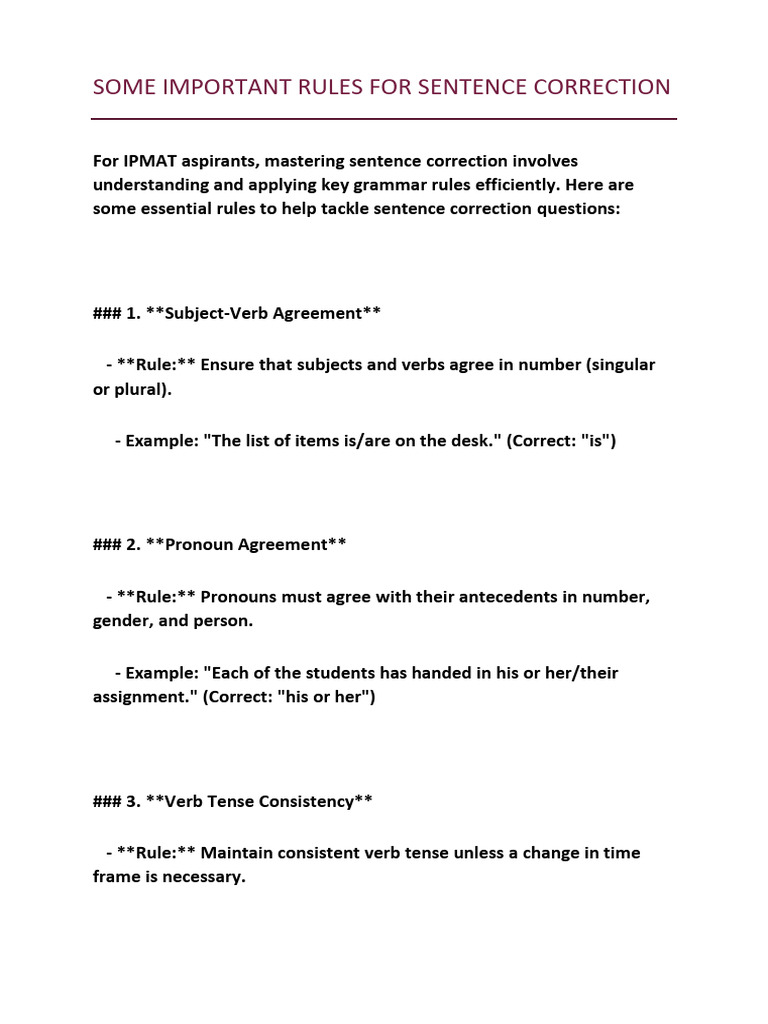 Some Important Rules For Sentence Correction | PDF | Grammatical Number | Verb