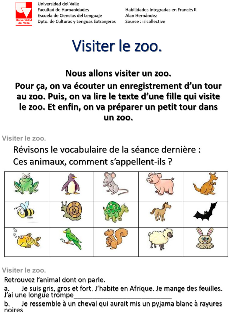 Cours 10 - Visiter Le Zoo | PDF | zoo | Organismes