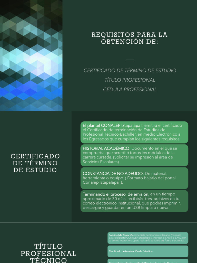 Requisitos para Certificado y Título CONALEP | PDF