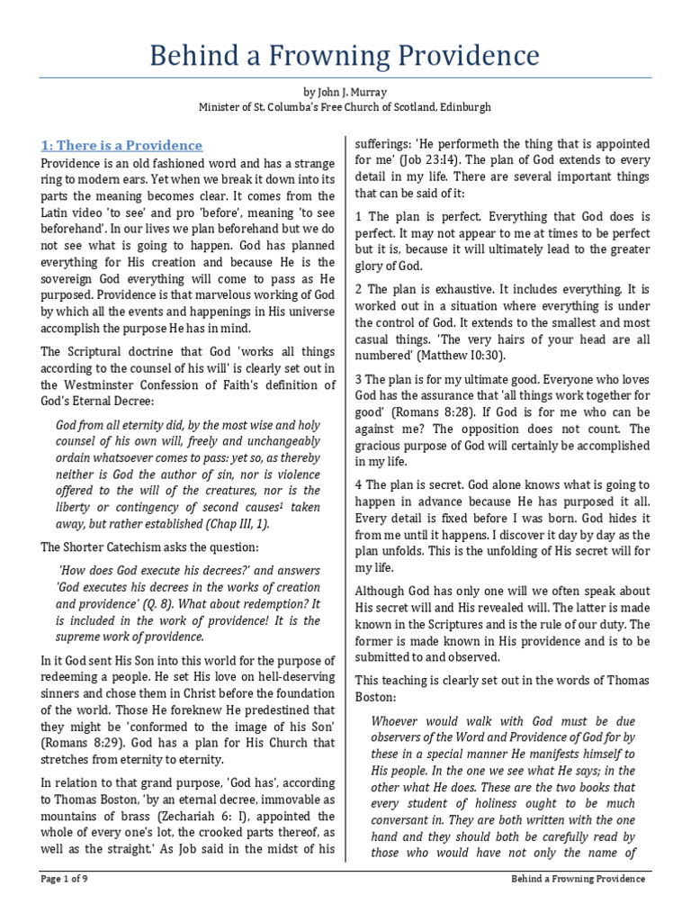 Understanding Divine Providence | PDF | Glory (Religion) | Satan